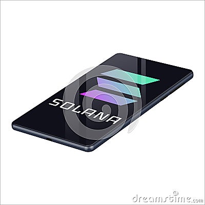 Solana SOL Symbol Logo On Realistic Mobile Phone Isolated On White ...