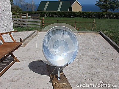 Solar Cooking Converted Satellite Dish Parabolic Mirror Dish On A Stand ...
