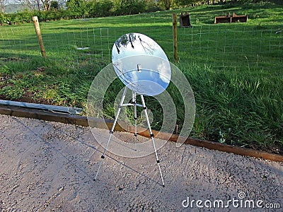 Solar Cooking Converted Satellite Dish Parabolic Mirror Dish On A Stand ...