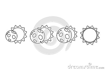 Solar Eclipse Outline Infographics In Flat Cartoon Style Vector ...