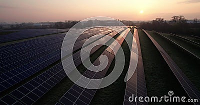 Solar Panels in a Field at Sunrise Stock Footage - Video of panels ...