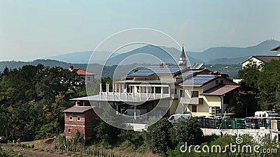 Solar Panels on the Roof of a Big House Stock Video - Video of green ...