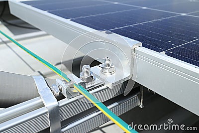Solar PV Rooftop Grounding Clamp Close Up View Royalty-Free Stock ...