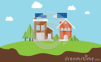 Solarcity Solar Panel Rooftop House Cartoon Vector | CartoonDealer.com ...