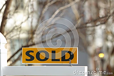 Sold Sign in Front of House or Condo Stock Photo - Image of contract ...