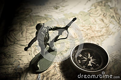 Soldier Toys With Compass On Map Royalty-Free Stock Image ...