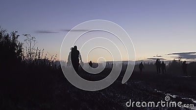 Soldiers are on the Muddy Field at Sunset. Military Night. Stock Video ...