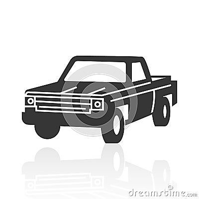 Solid Icons For Pickup Truck And Shadow,vector Illustrations ...