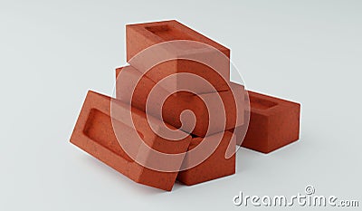 Solid Red Clay Bricks For Construction Isolated On White Background ...
