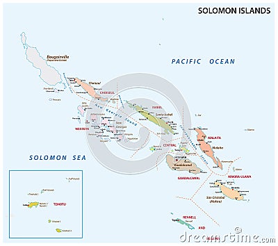 Solomon Islands Administrative And Political Map Cartoon Vector ...