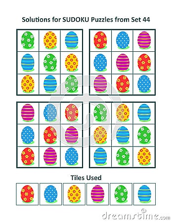 Solutions, Or Answers, For 4 Easy Picture Sudoku Puzzles With Easter ...