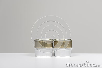 Some Metal Cans Of Different Qualities Of A Simple Rectangular Royalty ...