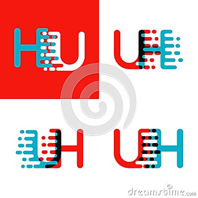 UH Letters Logo With Accent Speed Red And Blue Cartoon Vector ...