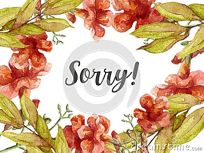 Sorry Card With Watercolor Flowers Stock Photo | CartoonDealer.com ...