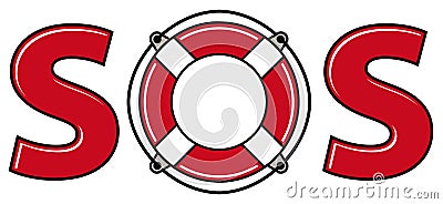 SOS Signal With Life Ring. Stock Vector - Image: 42987395