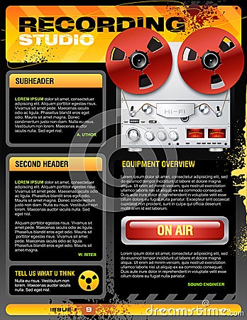 Sound Recording Studio Brochure Flyer Vector | CartoonDealer.com #22104409