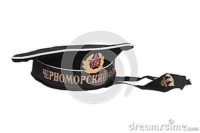 Soviet Navy Peakless Cap Isolated On A White Background. Label - The ...