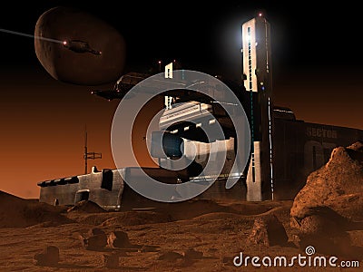 Space Base On Planet Mars Royalty Free Stock Image - Image: 13025756