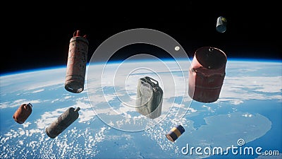 Space Debris Pollution of the Atmosphere of the Planet Stock Video ...