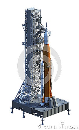 Space Launch System And Launchpad Over White Background Royalty-Free ...