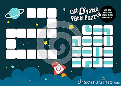 Printable Worksheet Cut And Paste Path Maze Puzzle Board Game For Kids ...