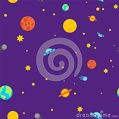 Space Pattern Seamless. Universe Background. Vector Textire ...