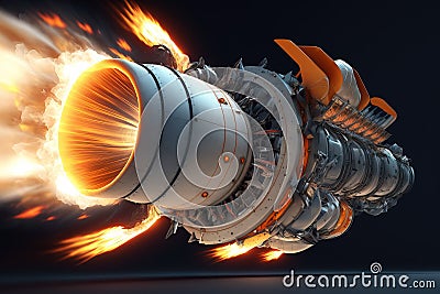 Space Rocket Engine In Full Test Throttle. Generative Ai Stock Photo ...