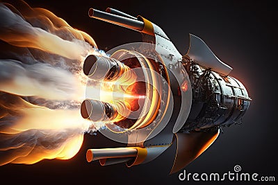 Space Rocket Engine In Full Test Throttle. Generative Ai Royalty-Free ...