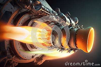 Space Rocket Engine In Full Test Throttle. Generative Ai Royalty-Free ...