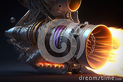 Space Rocket Engine In Full Test Throttle. Generative Ai Royalty-Free ...