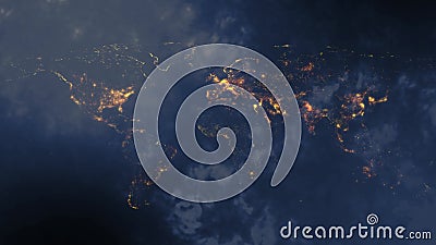 Space View World Map Night Scene Animation 4k Resolution V1 Stock Video ...