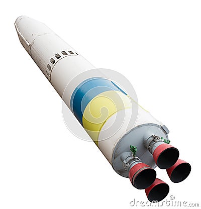 Spaceship With Four Nozzles Isolated On A White Background. Stock Photo ...