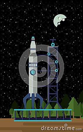 Spaceship Rocket On Station Vector Illustration | CartoonDealer.com ...
