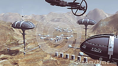 Spaceship Take Off from Mars Colony Stock Video - Video of color, stars ...