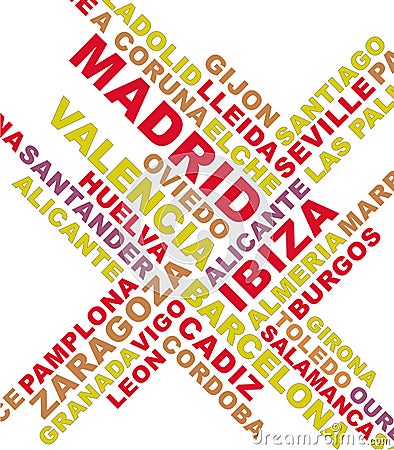 Spain City Names Collage Stock Photography - Image: 24579942
