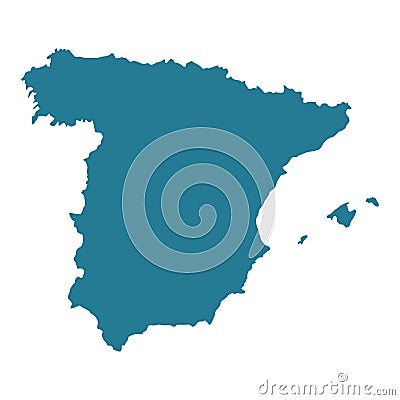 Spain Map Shape Vector. Spain Country Silhouette Illustration ...