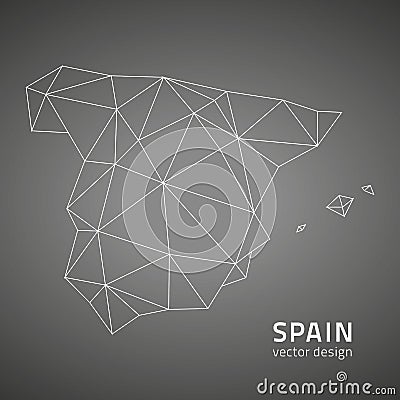Spain Vector Black Triangle Perspective Outline Map | CartoonDealer.com ...