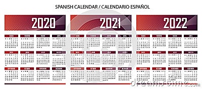 ENGLISH Language Calendar Years 2021-2022-2023 Dates Stock Vector ...