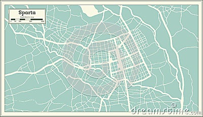 Sparta Greece City Map In Retro Style. Outline Map Cartoon Vector ...