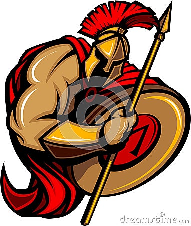 Spartan Trojan Mascot Vector Cartoon With Spear An Royalty Free Stock ...