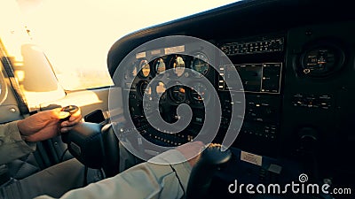 Special Panel with Buttons and Monitors Inside a Cockpit of a Plane ...