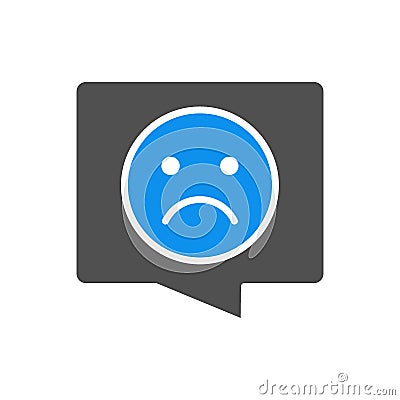 Speech Bubble With Sad Face Colored Icon. Chat Symbol, Unpleasant ...