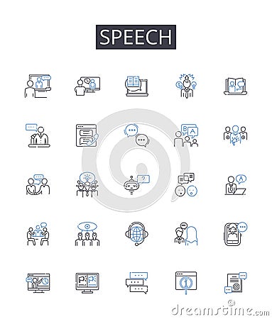 Speech Line Icons Collection. Delivery, Oratory, Discourse ...