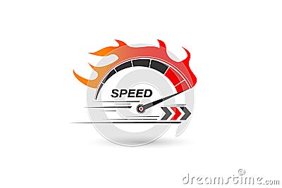 Speed Of Flaming Speedometer For Racing Event. Vector Eps10 ...