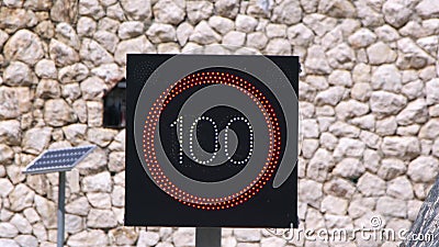 Speed Limit Sign with Speed Detecting Radar and Solar Panel Stock Video ...