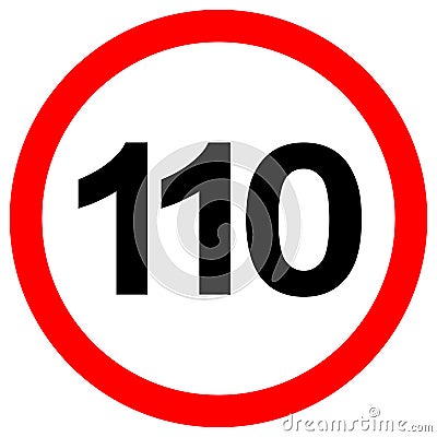 Speed Limit 110 Traffic Sign,Vector Illustration, Isolate On White ...