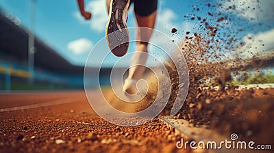 Detailed Shot Of A Sprinter Accelerating Rapidly, Feet Gripping The ...