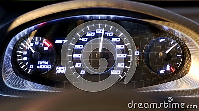 Speedometer Fast Car Speed Dashboard Accelerate. 3D Grid Close Angle ...