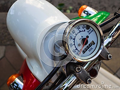The Speedometer On A Moped. Old-fashioned Moped Stock Photo ...