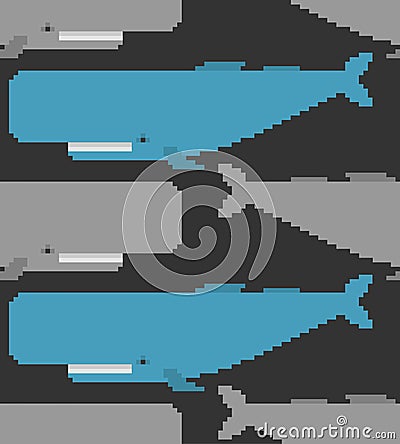 Sperm Whale Pixel Art 8 Bit Pattern Seamless. Pixelated Cachalot Big ...